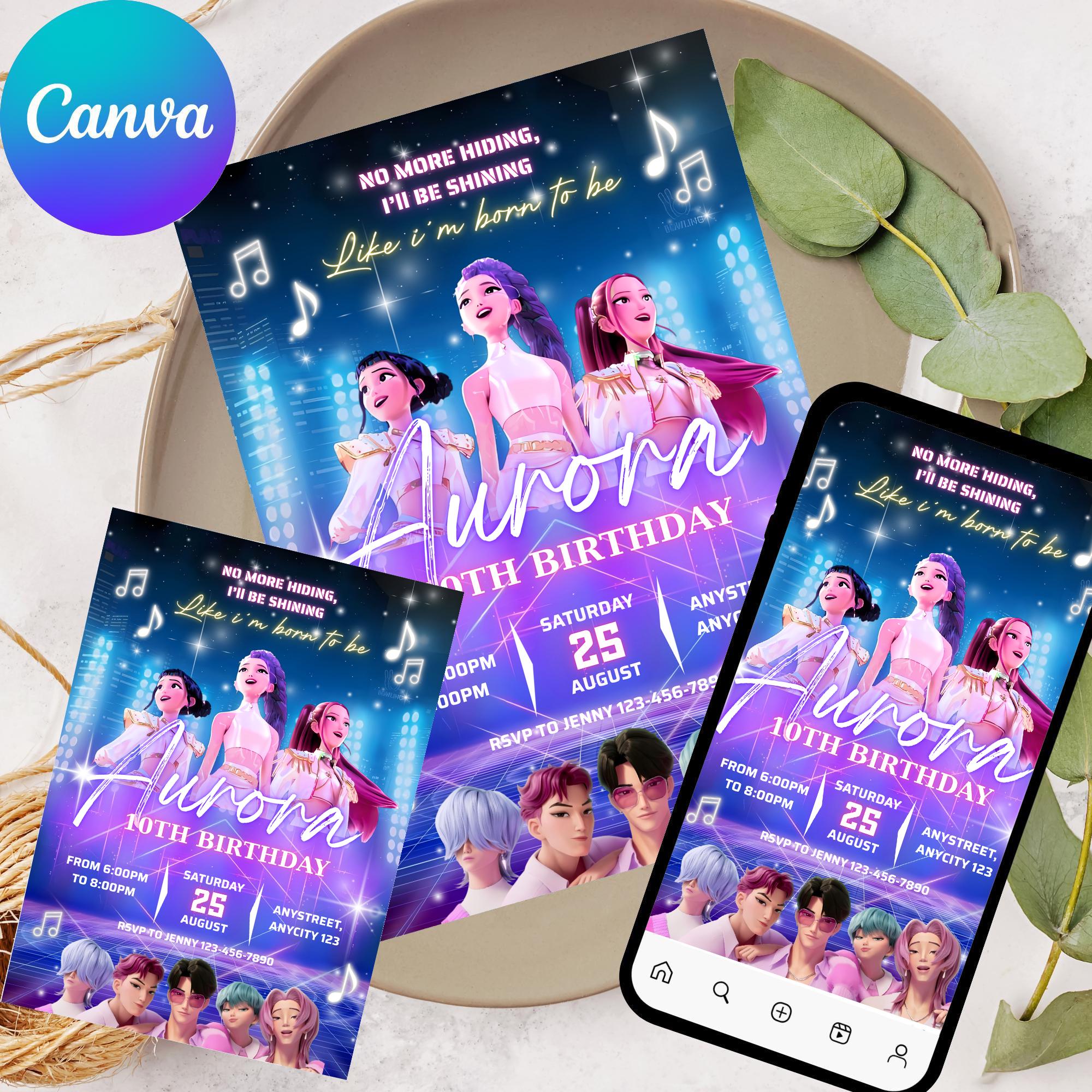 Demon Hunters Gifts KPOP Demon Hunters Birthday Invitation, Kpop Anime ...