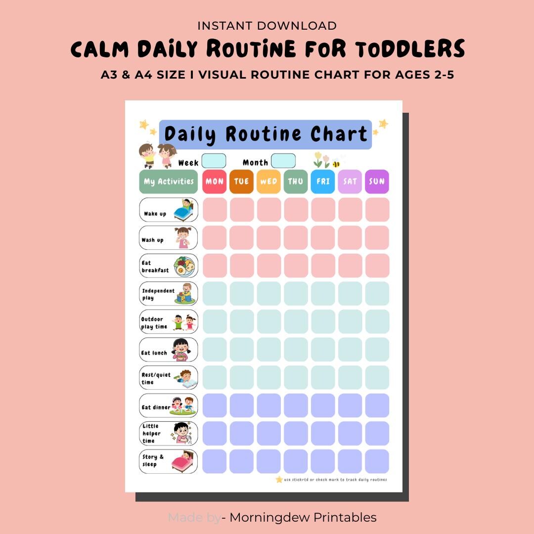 Toddler Daily Routine Chart Printable | Editable in Canva | Montessori ...