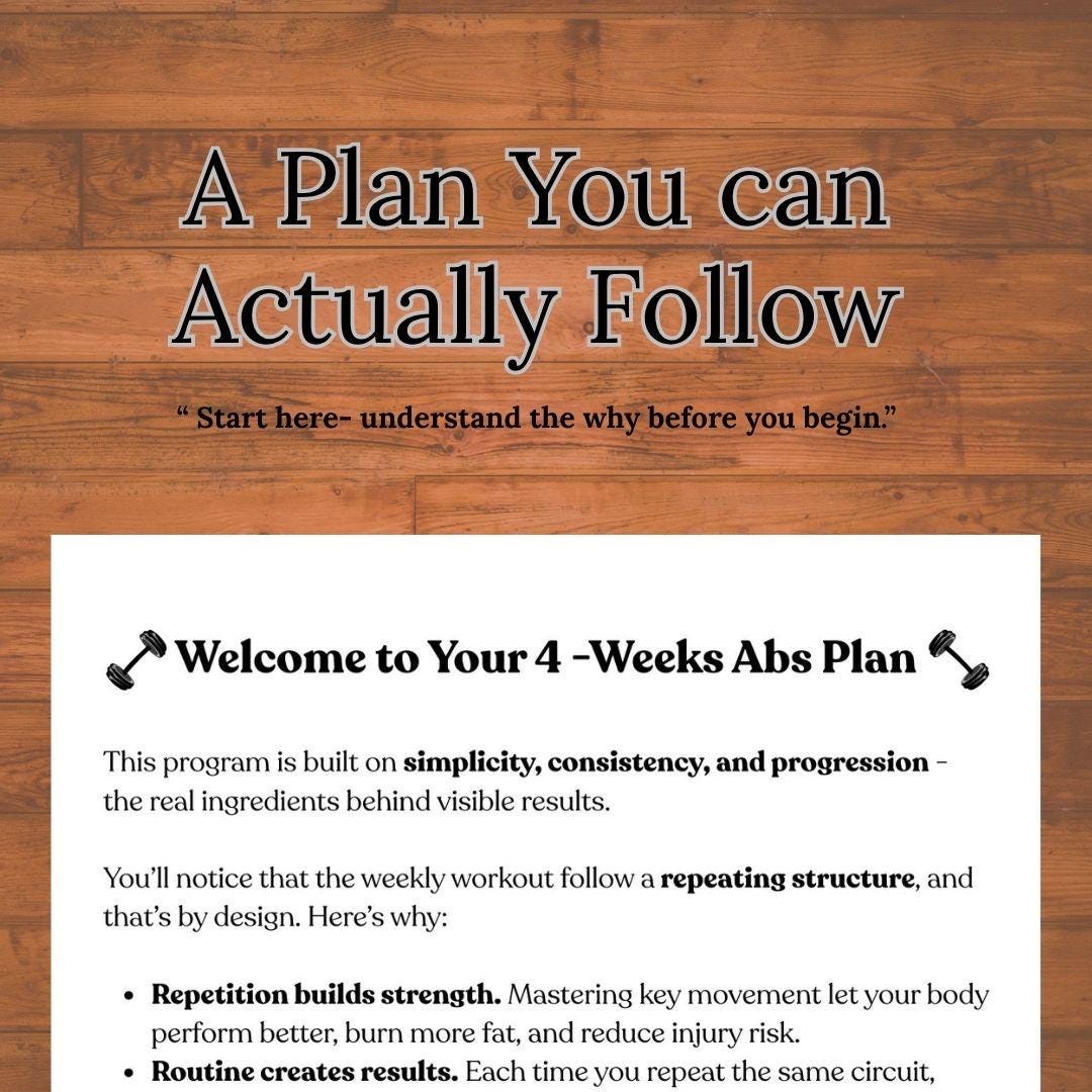 4-week Lean Abs Workout Plan: Pilates & Strength Routine (A4 PDF) - Etsy