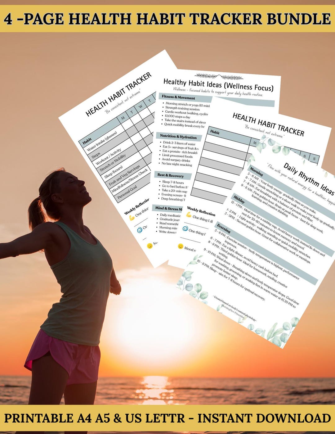 Wellness Habit Tracker Printable: Daily Rhythm & Self-care (PDF ...
