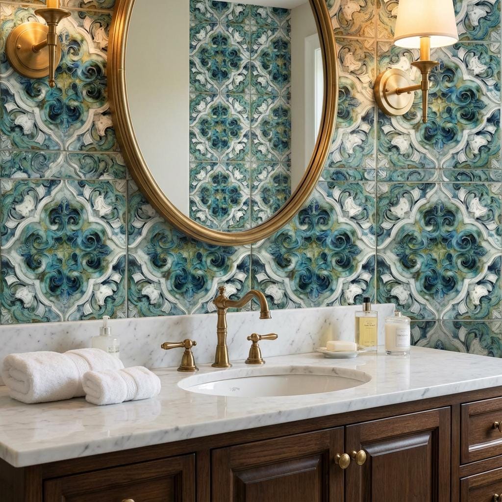 Azure Monarch Crest Tile – Mediterranean Vintage, Rustic Tuscan ...