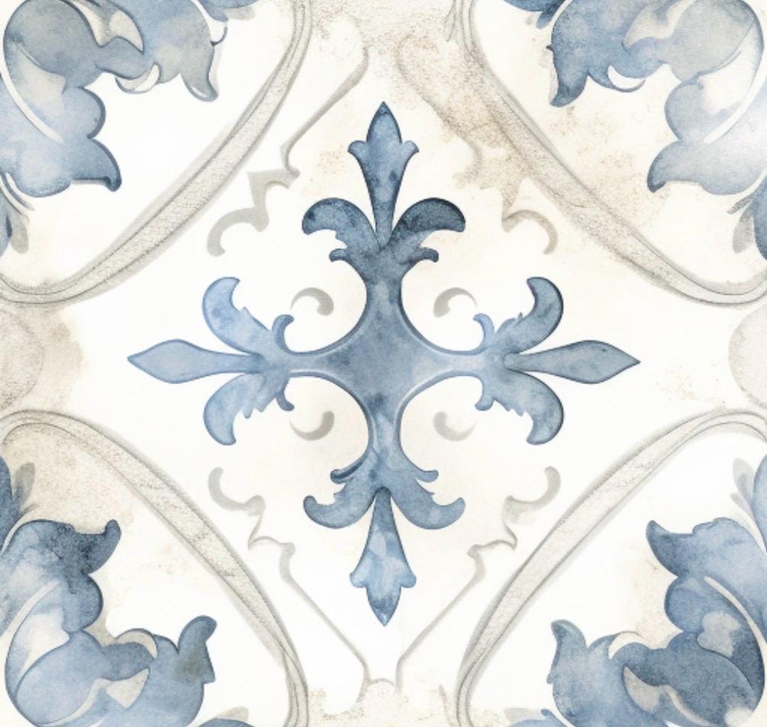 Aegean Crest Flourish™ Tile – Mediterranean Vintage, Rustic Tuscan ...