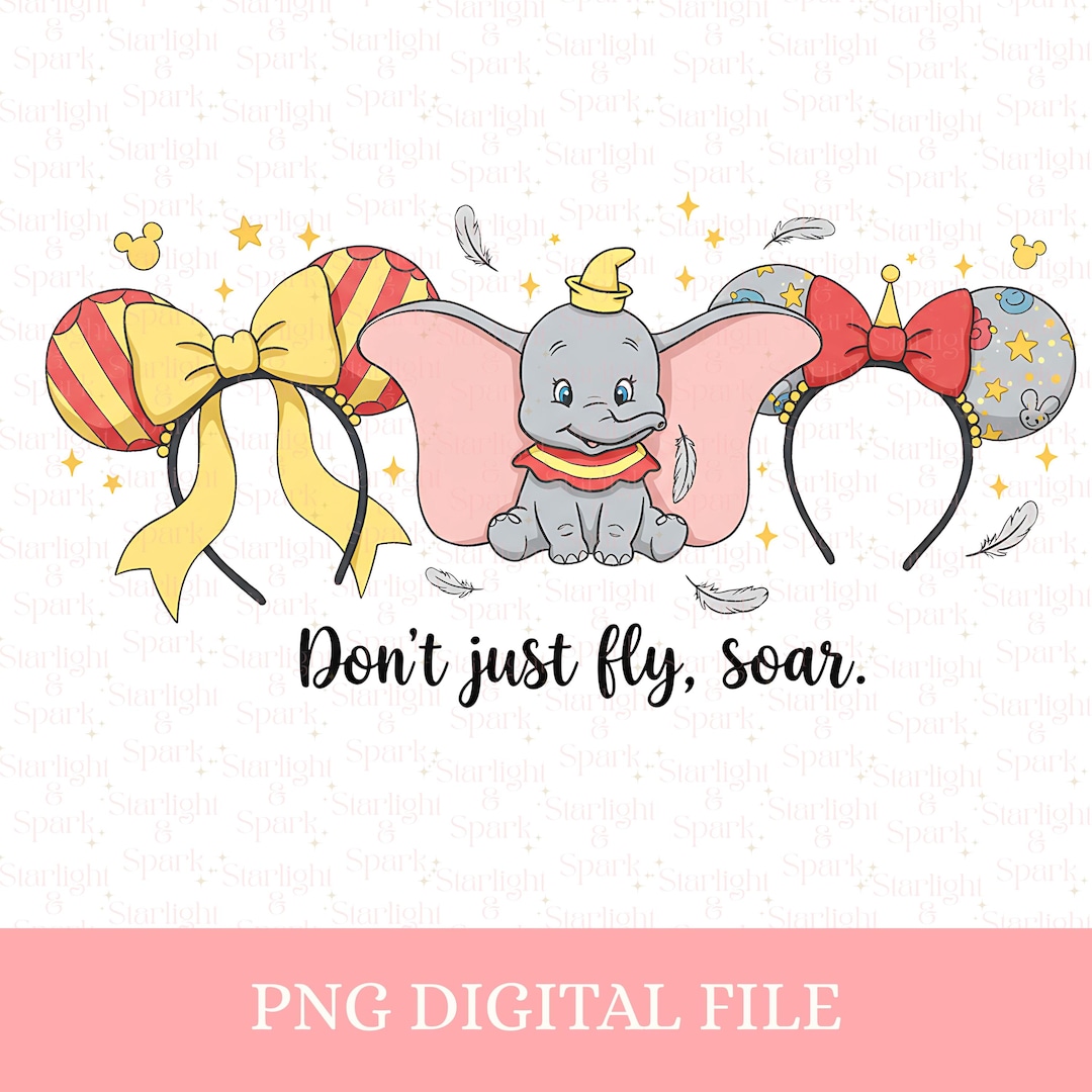 Dumbo PNG Clipart, Dumbo SVG Bundle, Cute Baby Elephant Art, Digital ...