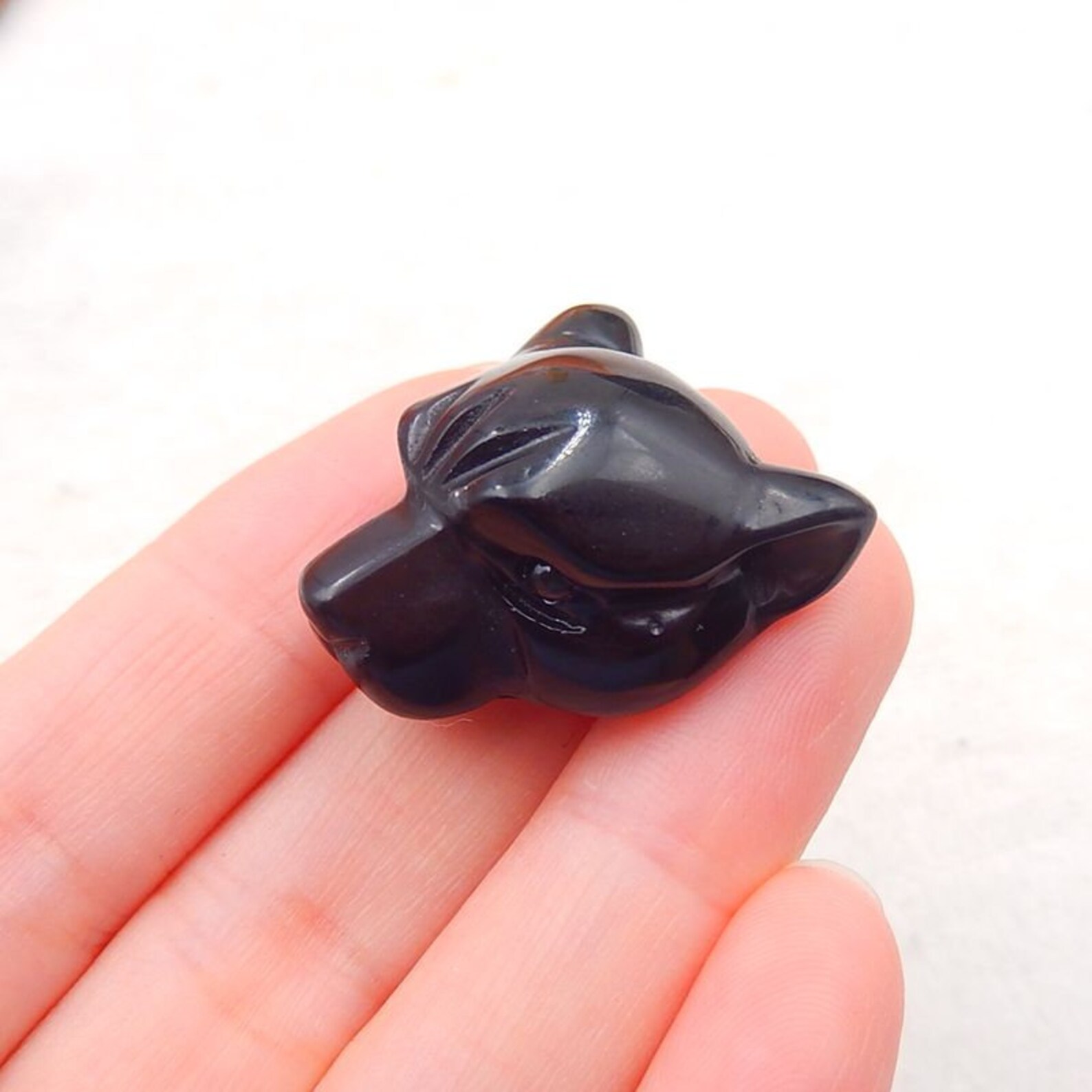 Hand Carved Black Onyx Panther Gemstone Pendant Bead Black - Etsy