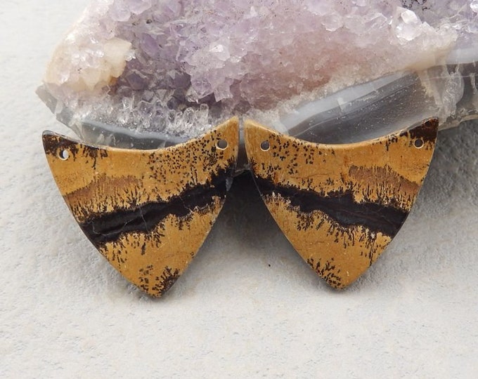 Natural Stone Chohua Jasper Double Hole Gemstone Earring Beads, Drilled ...