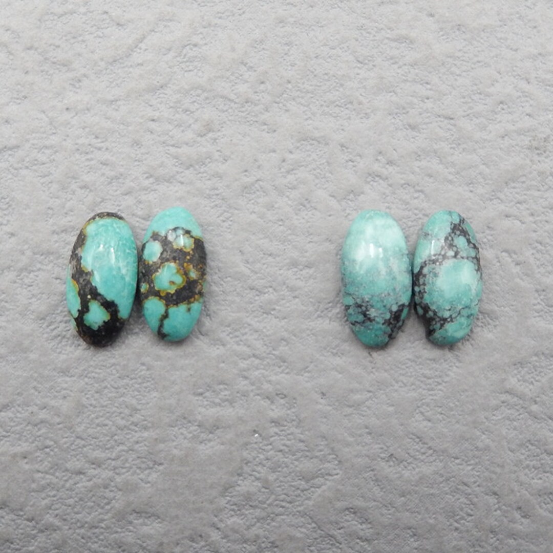 2 Pairs Beautiful Natural Turquoise Gemstone Cabochons (can Be Drilled ...