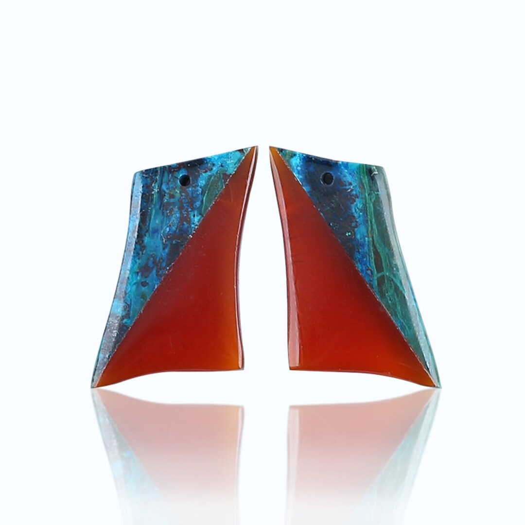 New Design Natural Chrysocolla and Red Agate Intarsia - Etsy