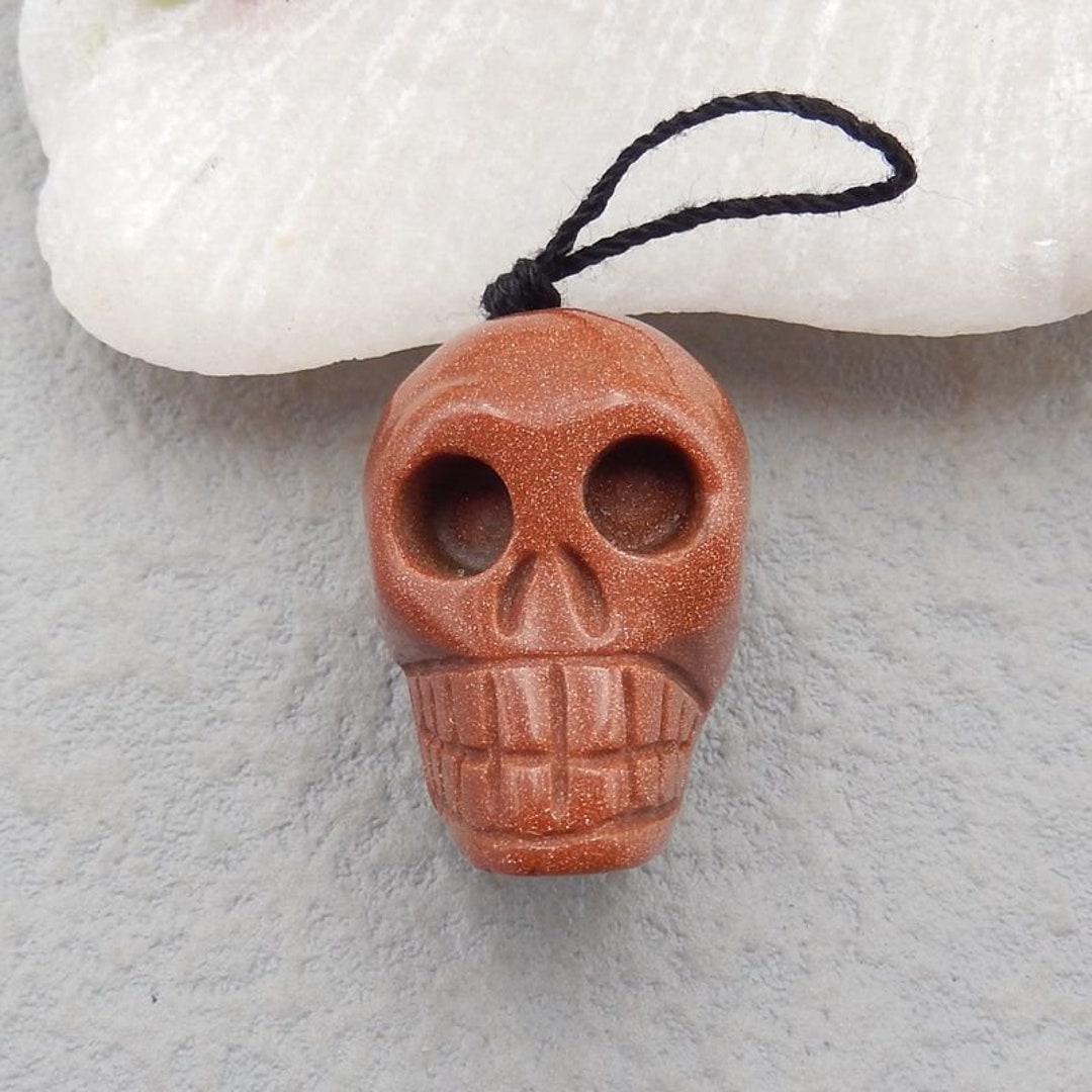Carved Red Sand Sun Sitara Skull Gemstone Pendant Bead, Unique Stone ...
