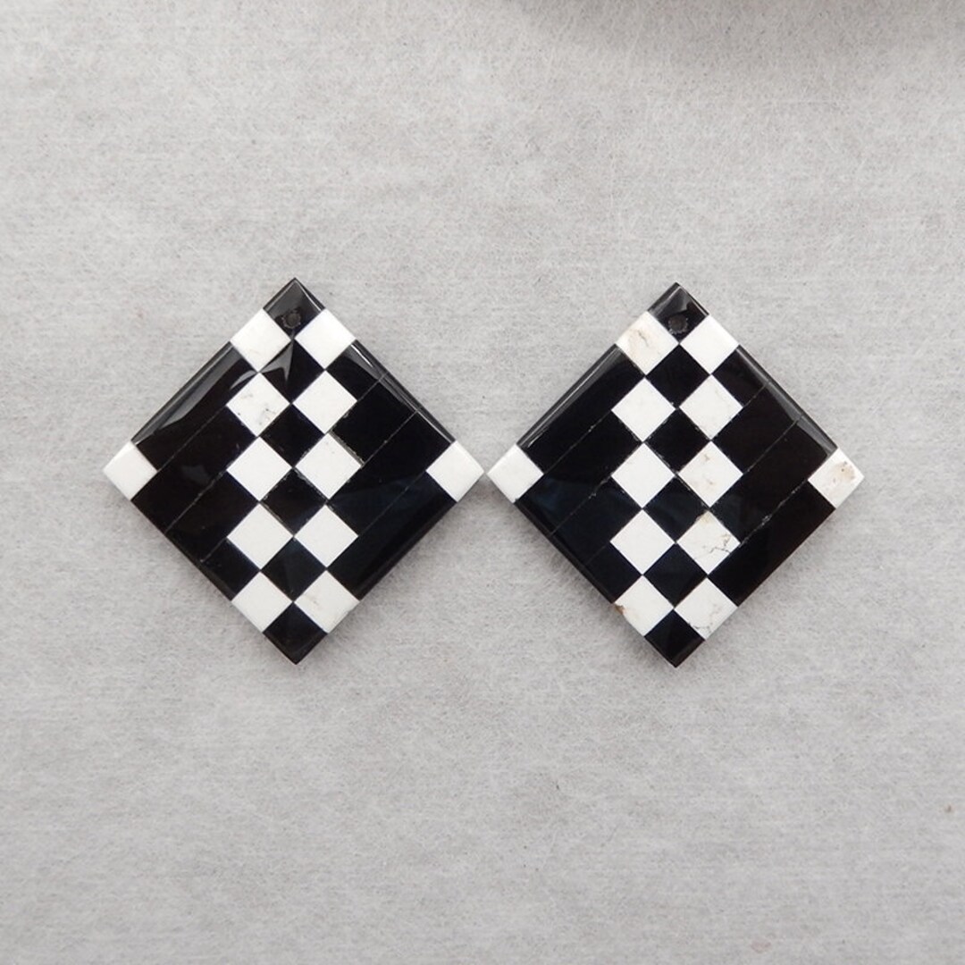 Natural Howlite and Obsidian Intarsia Gemstone Earring Beads, Gemstone ...