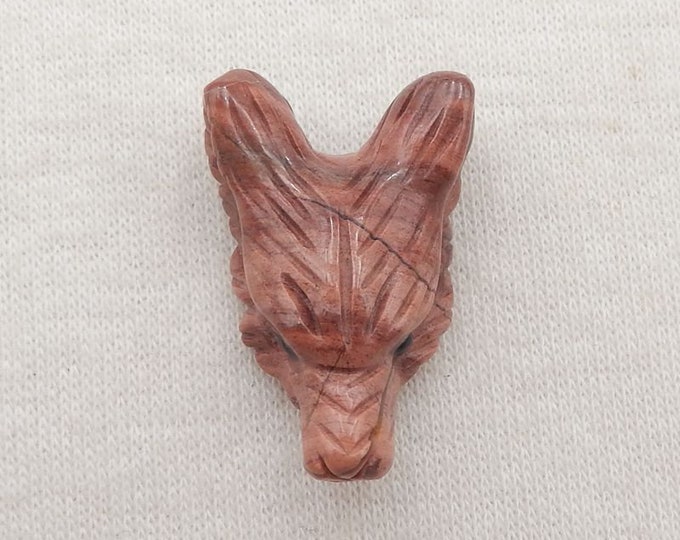 Carved Natural Red River Jasper Wolf Head Gemstone Pendant Bead ...