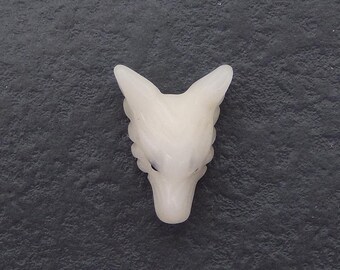 Carved Natural Larimar Wolf Head Pendant Bead, Popular Stone Animal ...