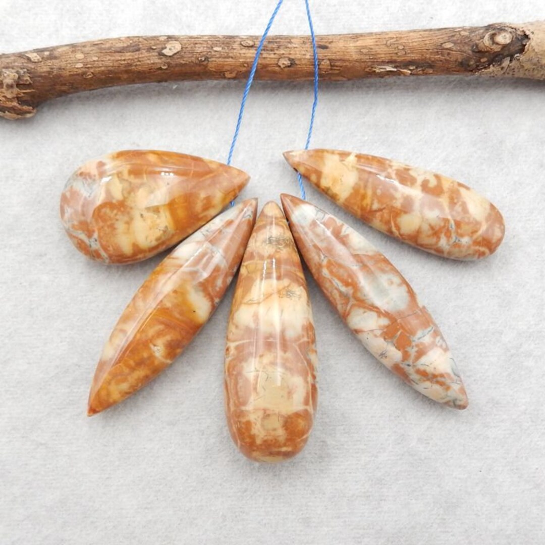 5PCS Natural Orbicular Rhyolite Birds'eye Jasper Gemstone Pendant Beads ...