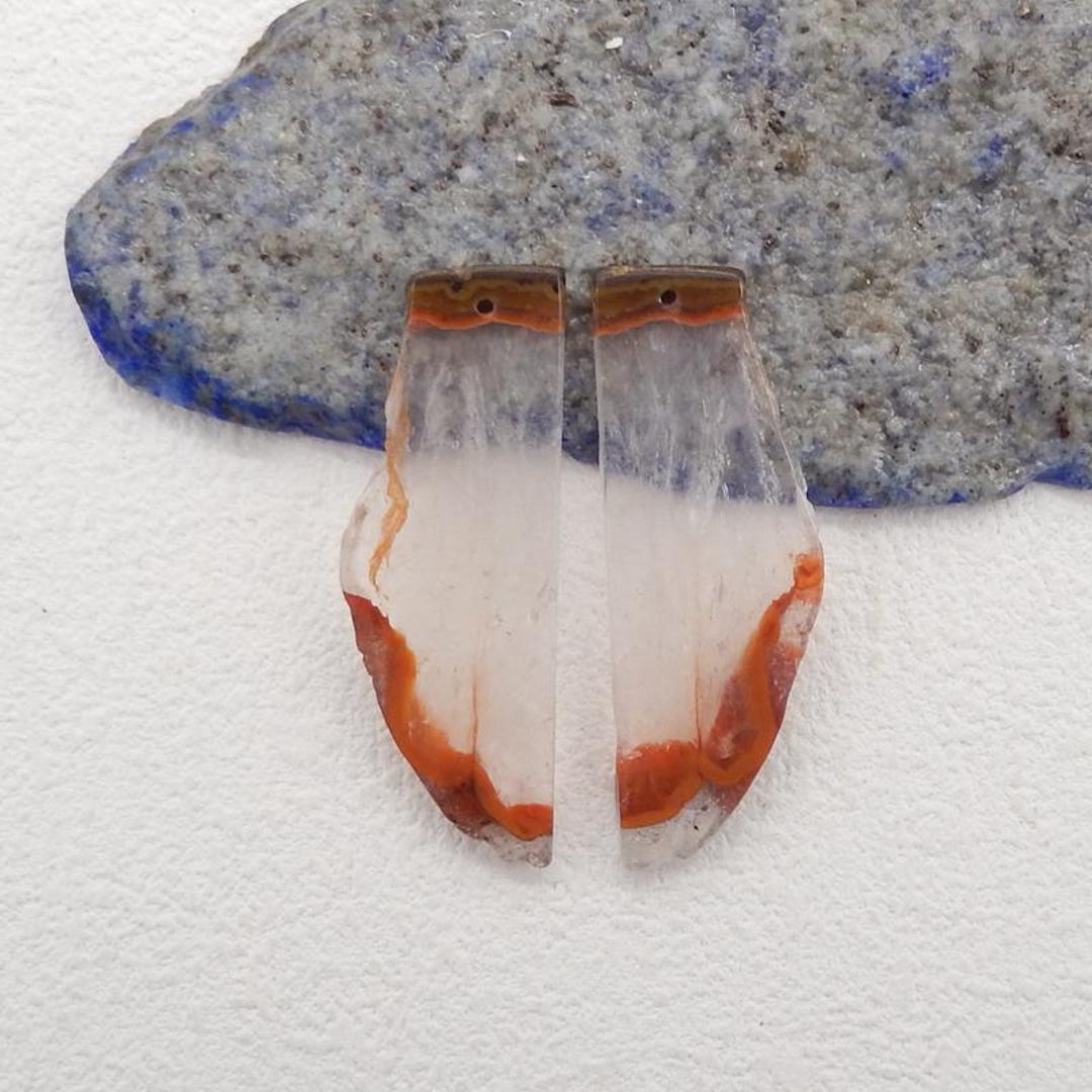 Nugget (rough Sides) Natural Warring States Red Agate Gemstone Earring ...