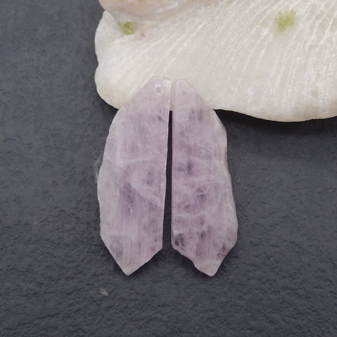 Nugget rough Sides Natural Kunzite Gemstone Earring Beads, Beautiful ...