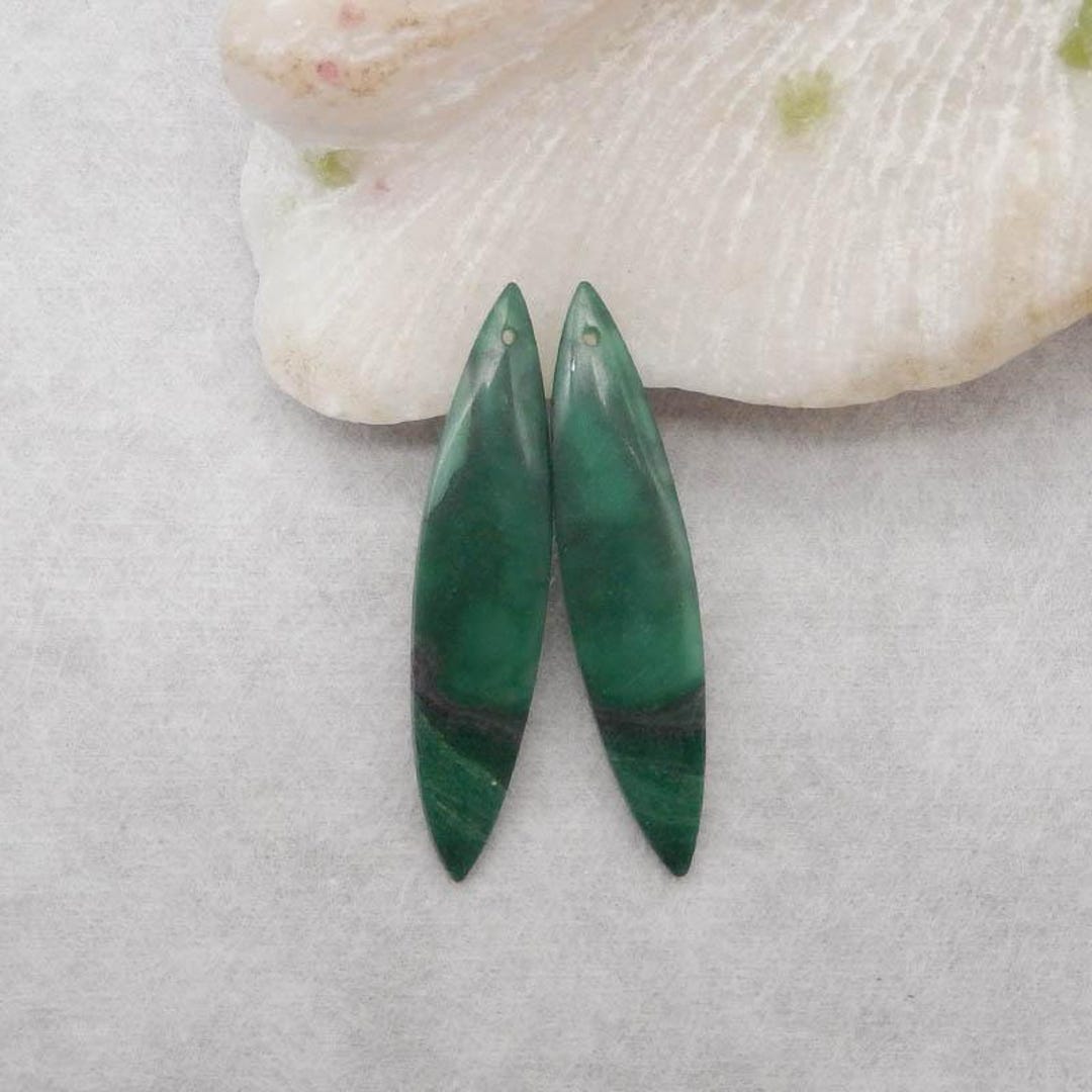 Natural African Jade Long Dangle Gemstone Earring Beads, Drilled ...