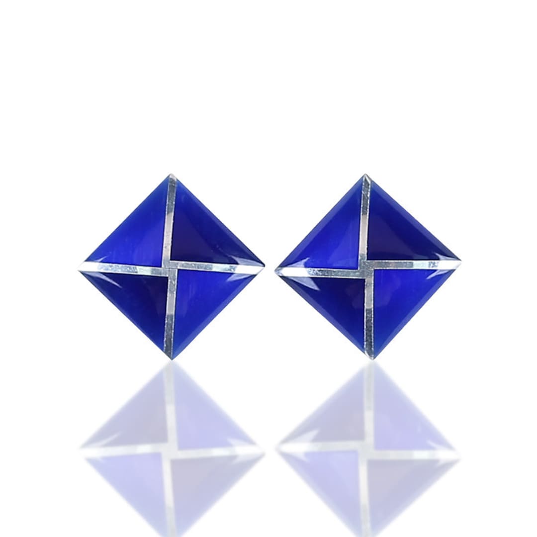 New! Cymophane and Silver Thread Intarsia Round Cabochon Pair, Jewelry ...