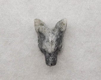 Carved Natural Larimar Wolf Head Pendant Bead, Popular Stone Animal ...