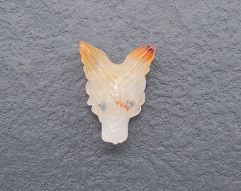 Carved Natural Larimar Wolf Head Pendant Bead, Popular Stone Animal ...