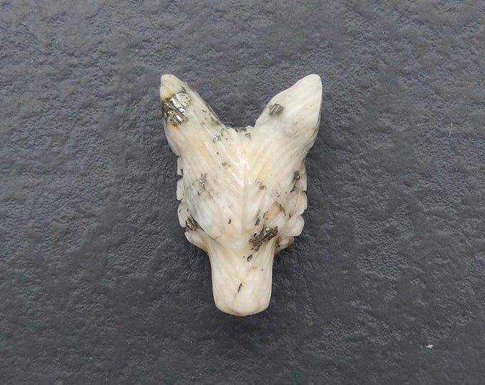 Carved Natural Stone Pyrite Wolf Head Gemstone Pendant Bead, Popular ...