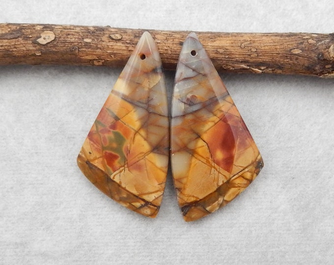 Natural Multi-color Picasso Jasper Gemstone Earring Beads, Drilled ...