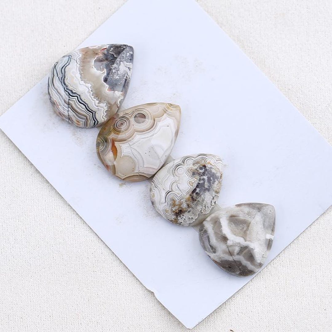 4PCS Natural Stone Crazy Lace Rosetta Stone Pendant Beads Set, Water ...