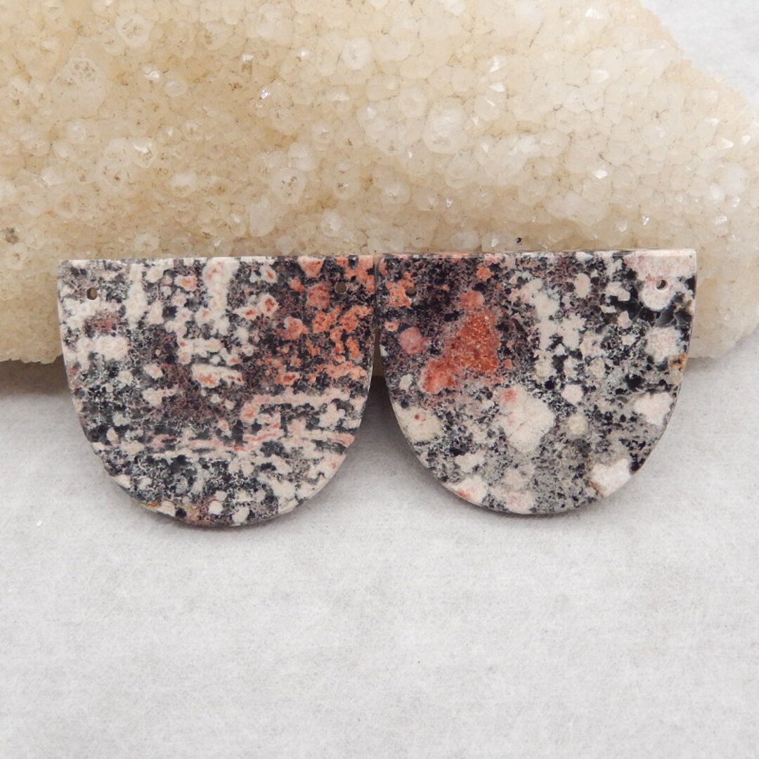Natural Stone Snow Flake Obsidian Gemstone Double Hole Earring Beads ...