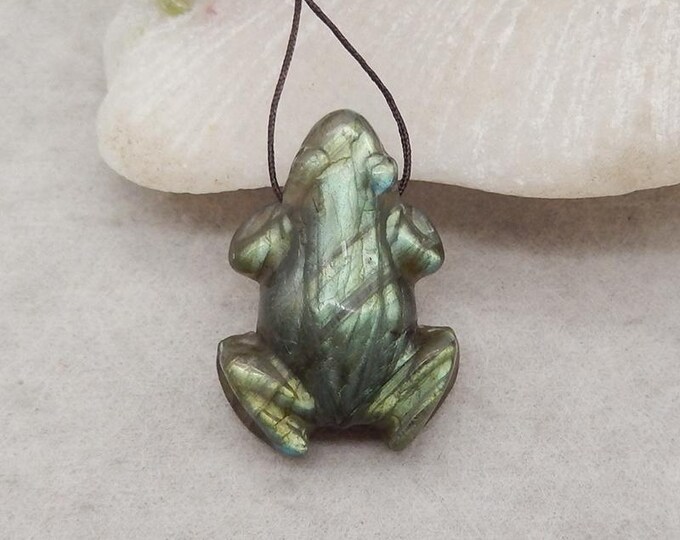 Hot Sale! Carved Natural Flash Labradorite Frog Gemstone Pendant Bead ...