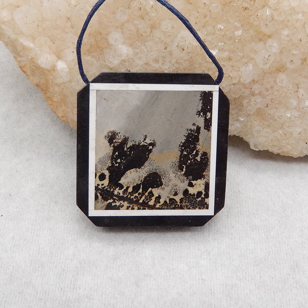 Natural Chohua Jasper, Obsidian Intarsia Gemstonependant Bead, Side ...