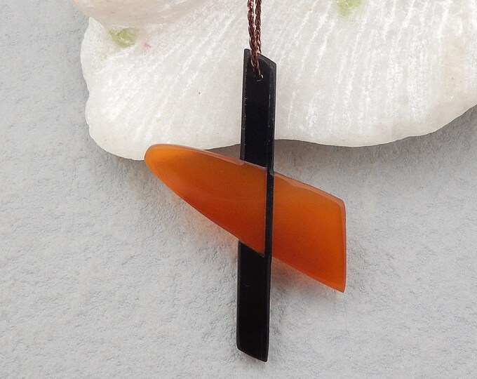 New Design! Natural Obsidian and Red Agate Intarsia Gemstone Pendant ...