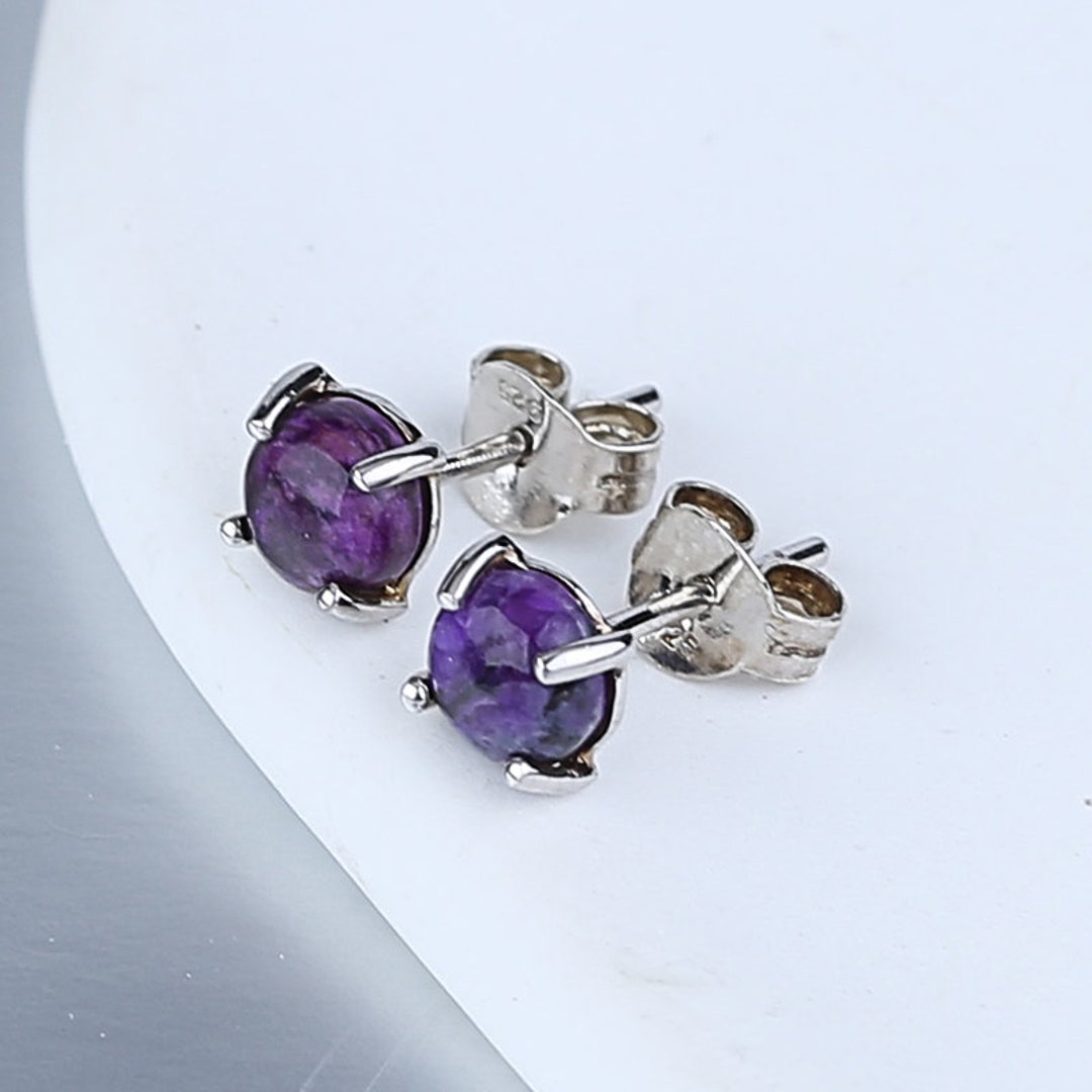 Hot Sale! Natural Sugilite Gemstone Earrings, 925 Sterling Silver ...