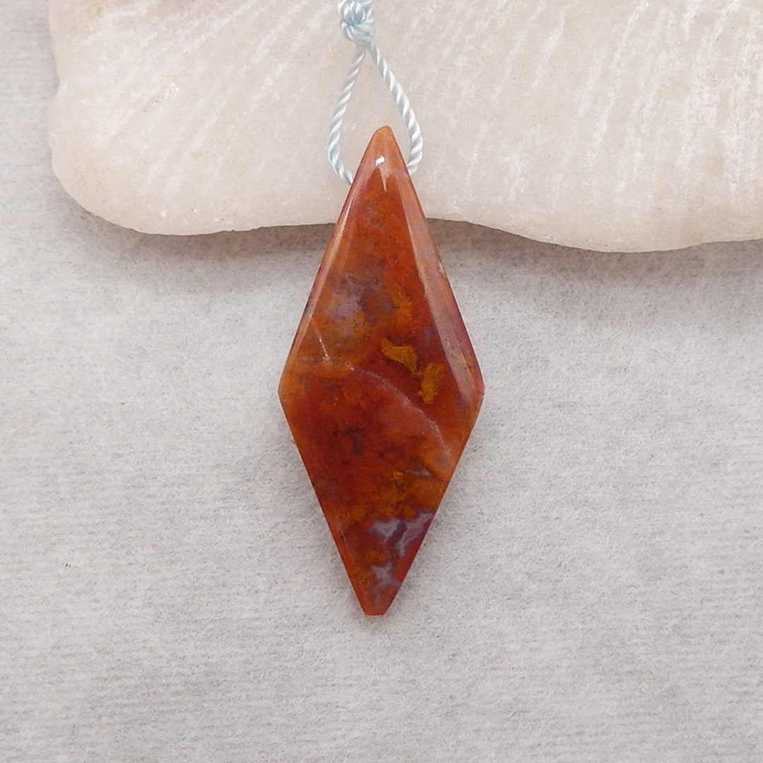 Natural Warring States Red Agate Gemstone Pendant Bead, Side Drilled ...