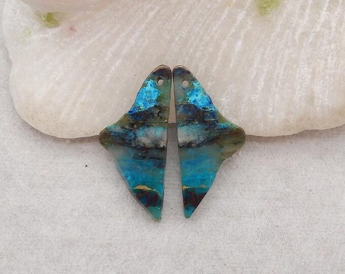 Nugget (rough Sides) Natural Chrysocolla Gemstone Earring Beads ...