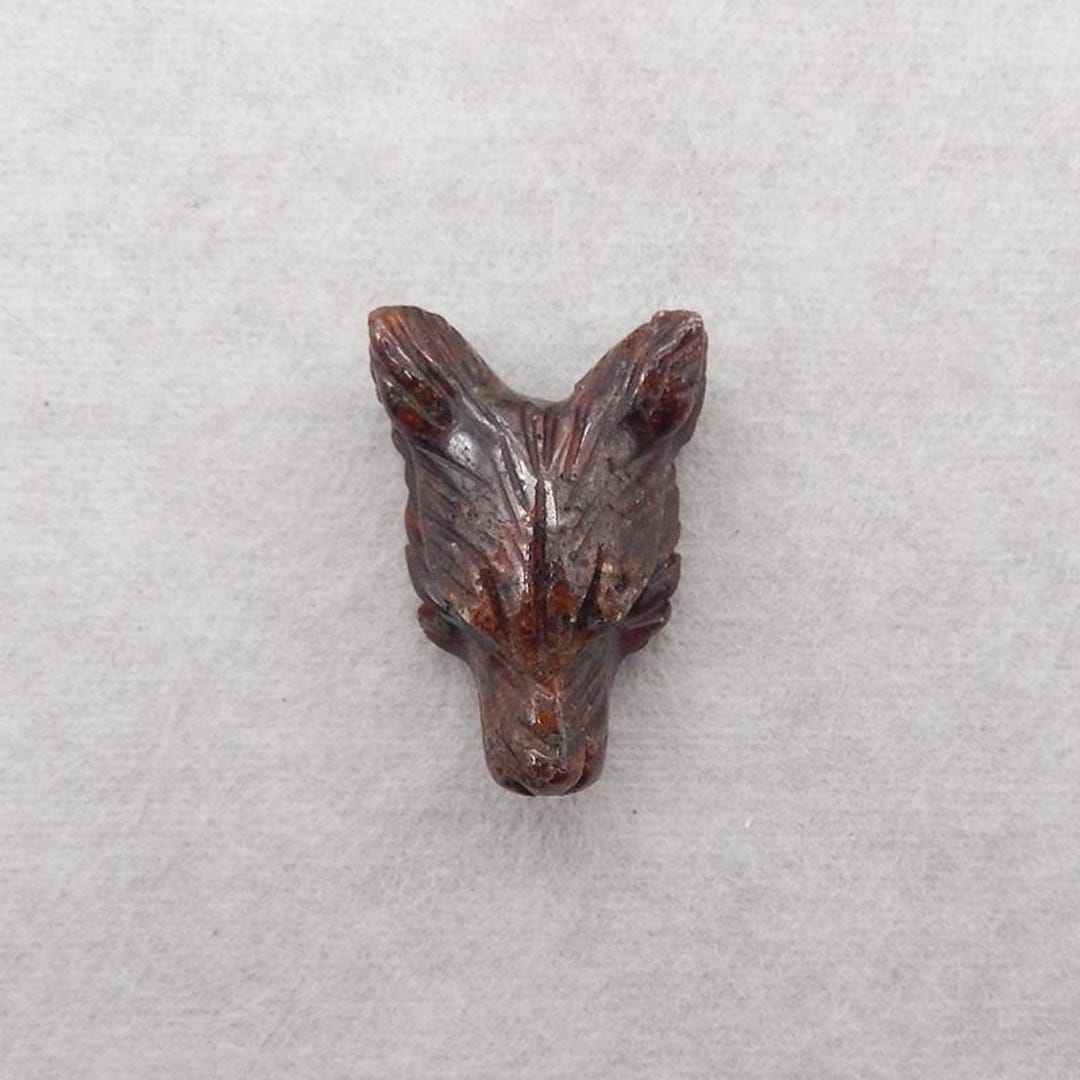 Hand Carved Natural Garnet Wolf Head Gemstone Pendant Bead, Popular ...