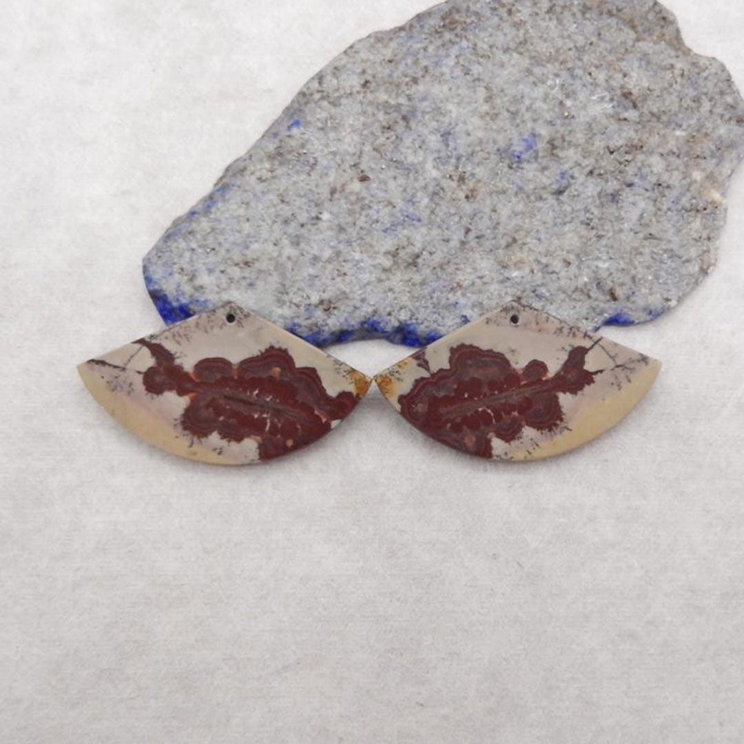 Natural Chohua Jasper Fan Shape Gemstone Earring Beads, Drilled Earring ...