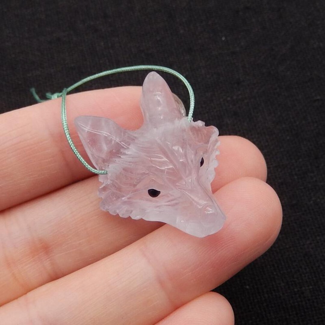 Hand Carved Natural Amethyst Fox Gemstone Pendant Bead, Gemstone Animal ...