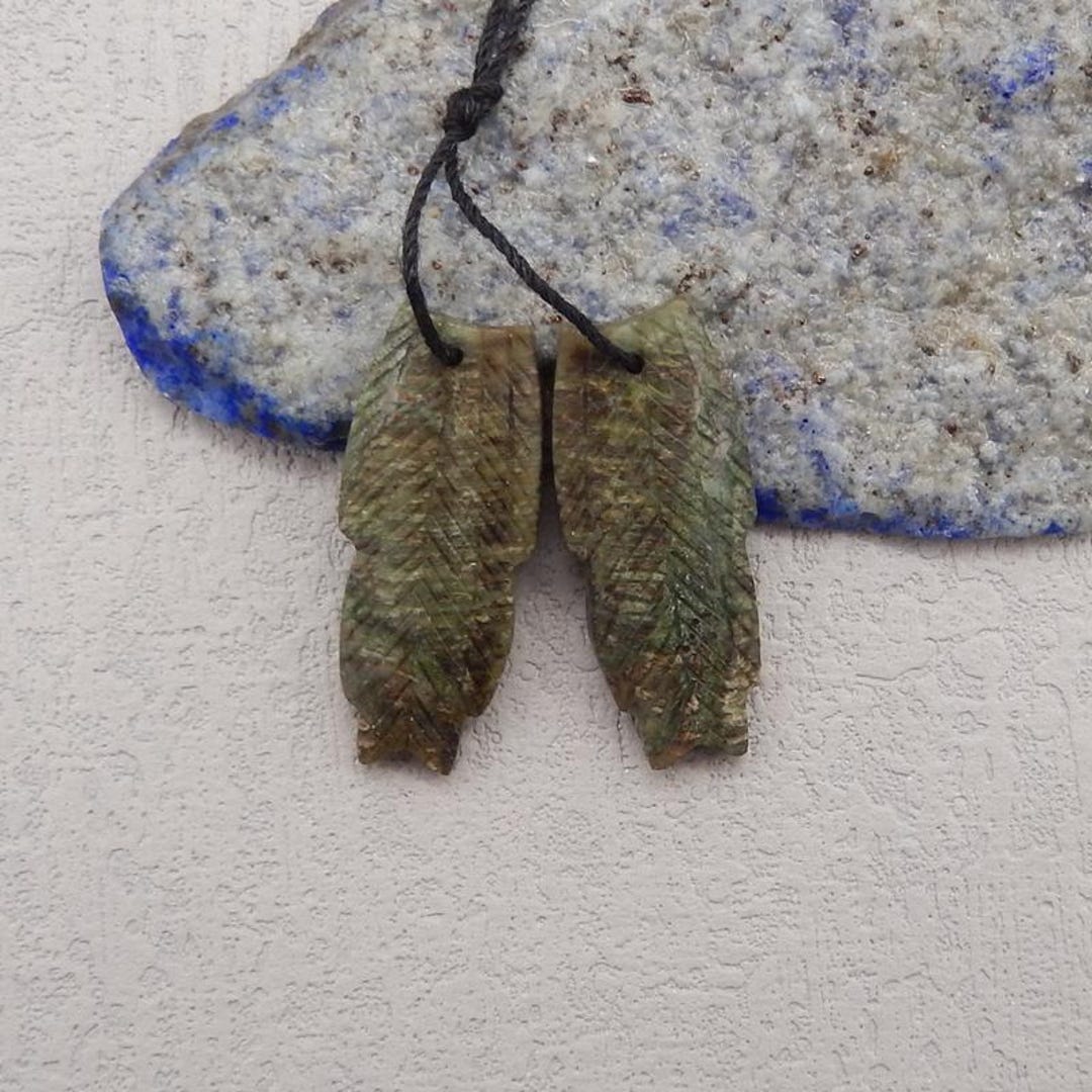 Carved Natural Swiss Opal Plumage/feather Shape Gemstone Earring Beads ...