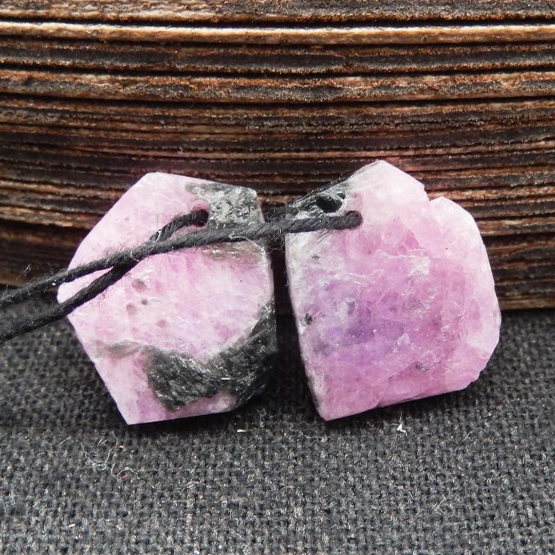 Nugget (rough Sides) Natural Ruby Gemstone Earring Beads, Lovely ...
