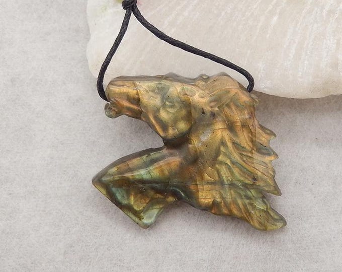Handmade Carved Flash Labradorite Horse Head Gemstone Pendant, Popular ...