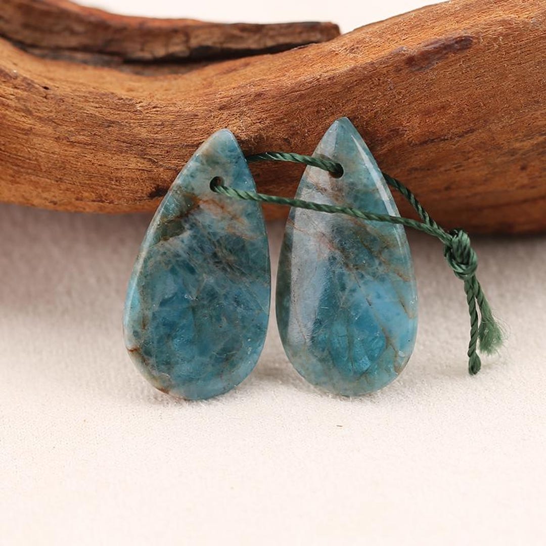 Natural Blue Apatite Crystal Teardrop Gemstone Earrings Beads, Popular ...