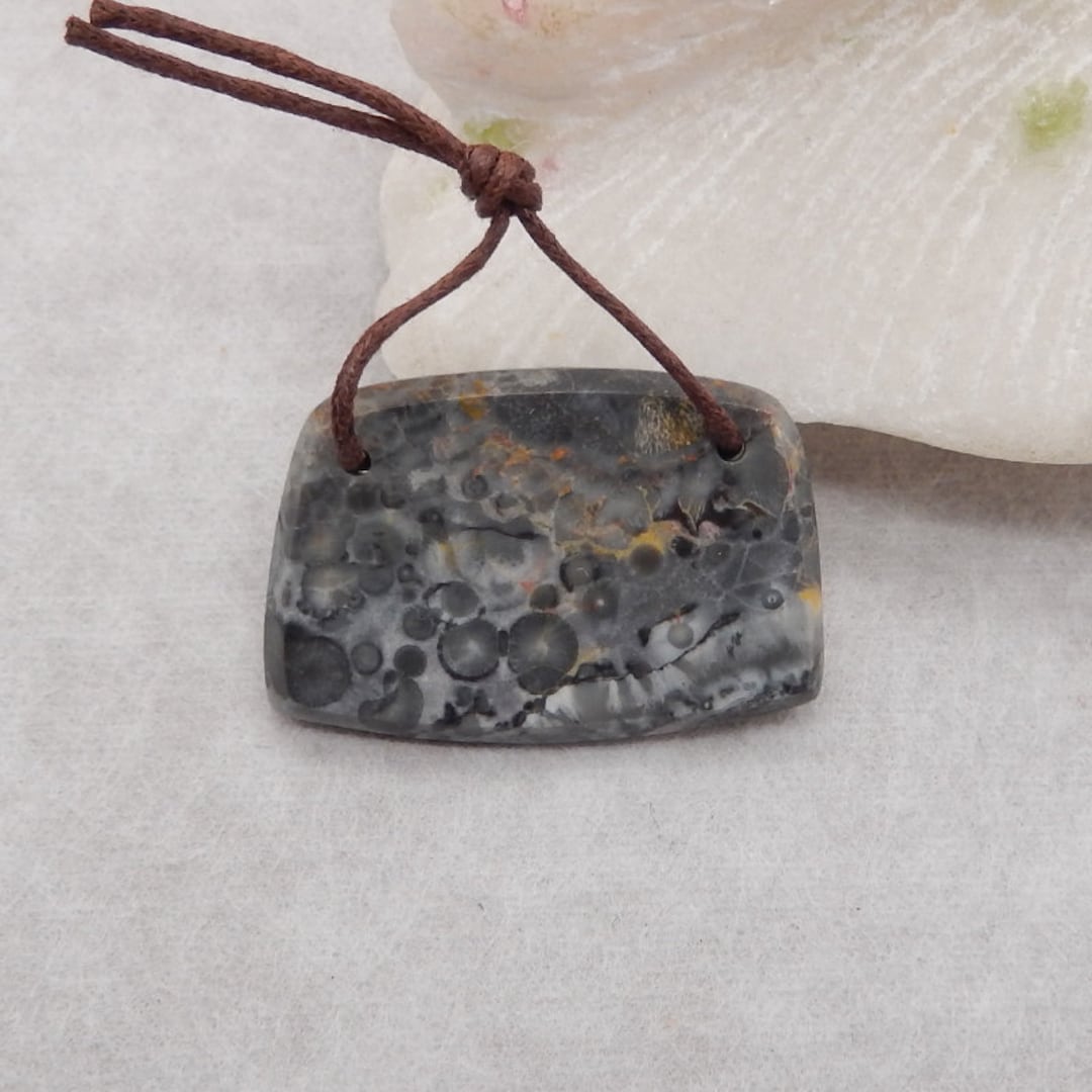 Natural Orbicular Rhyolite Bird's Eye Jasper Double Hole Gemstone ...