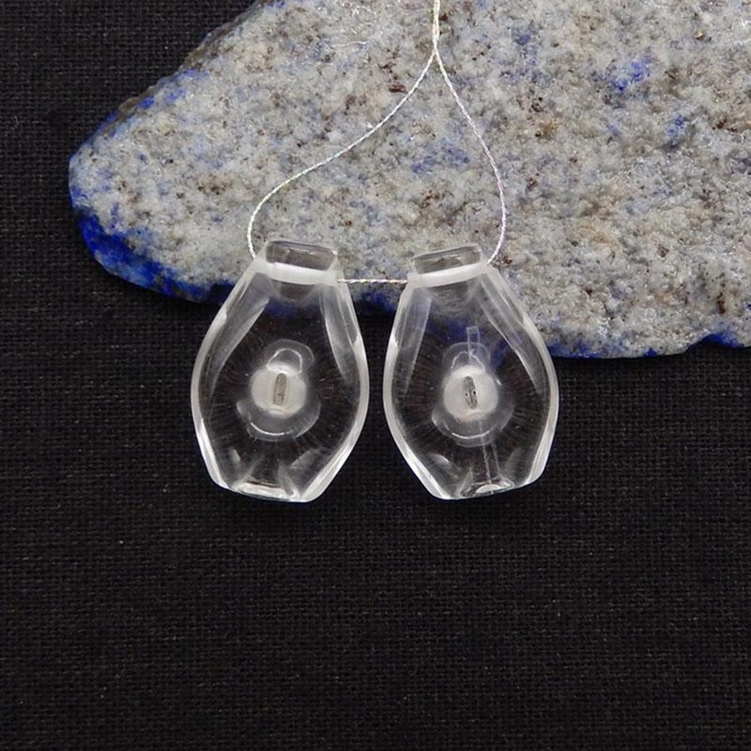 Carved Clear Quartz (piezoelectric Crystal) Gemstone Earring Beads ...