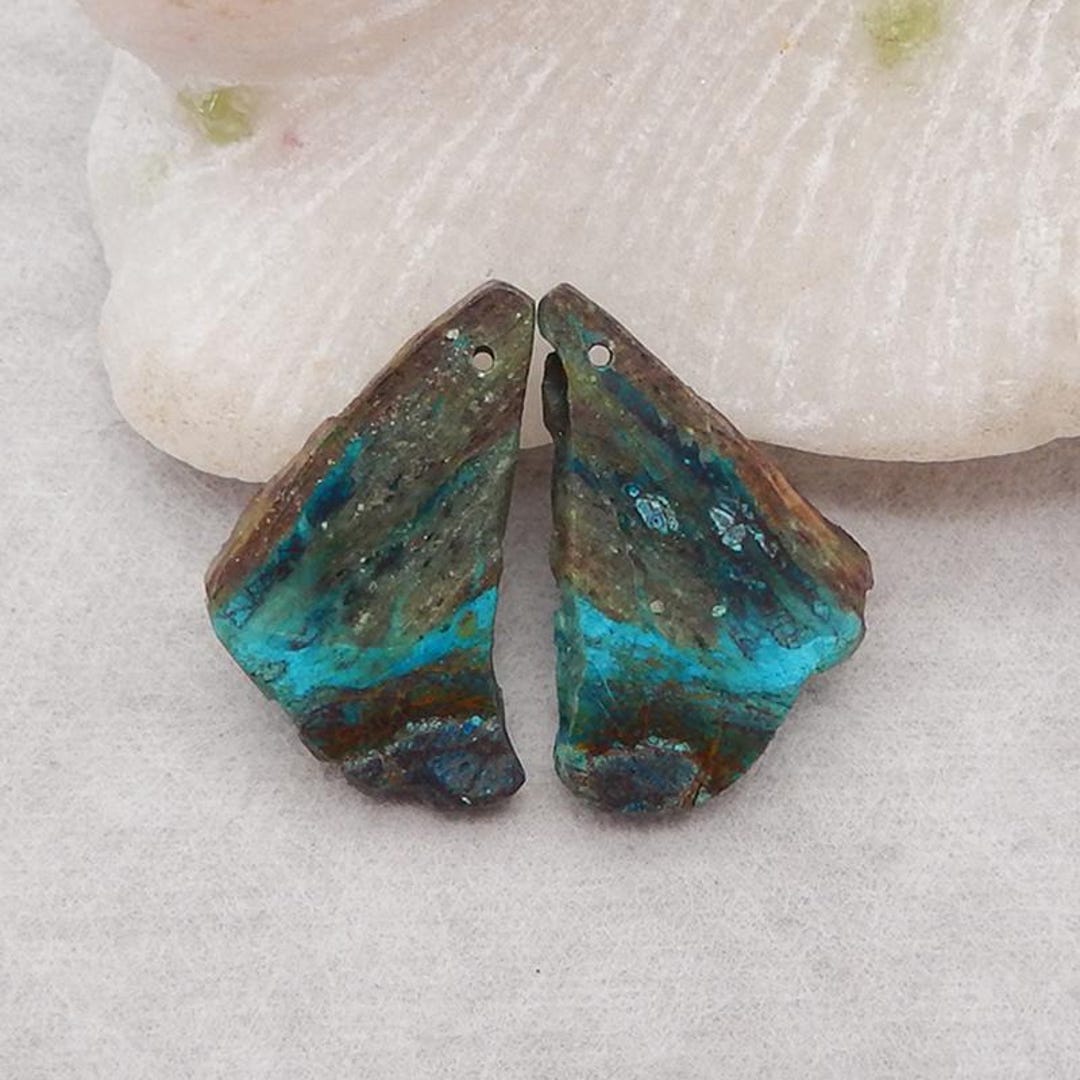 Nugget rough Sides Natural Chrysocolla Gemstone Earring Beads ...