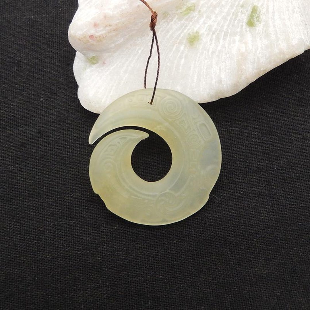 Carved Natural Nephrite Jade Gemstone Pendant Bead, Unique Gemstone ...