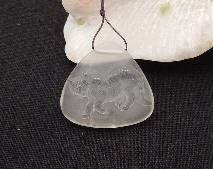 Carved Natural White Quartz Animal Gemstone Pendant Bead, Unique Side ...