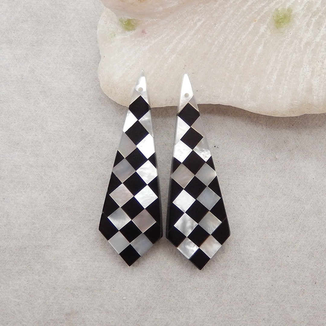 M.o.pand Obsidian Intarsia Gemstone Earring Beads, Handmade Jewelry ...