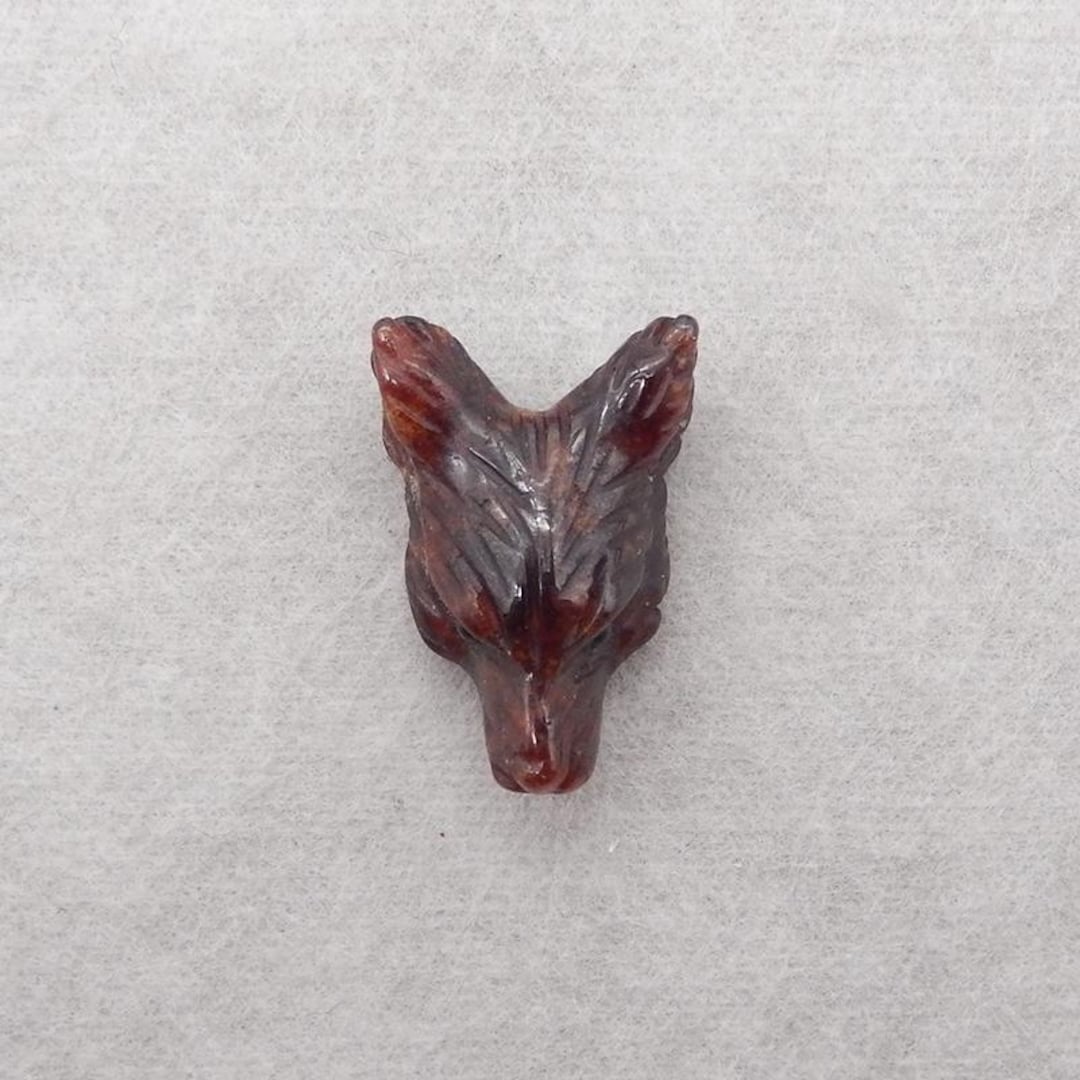 Hand Carved Natural Garnet Wolf Head Gemstone Pendant Bead, Popular ...