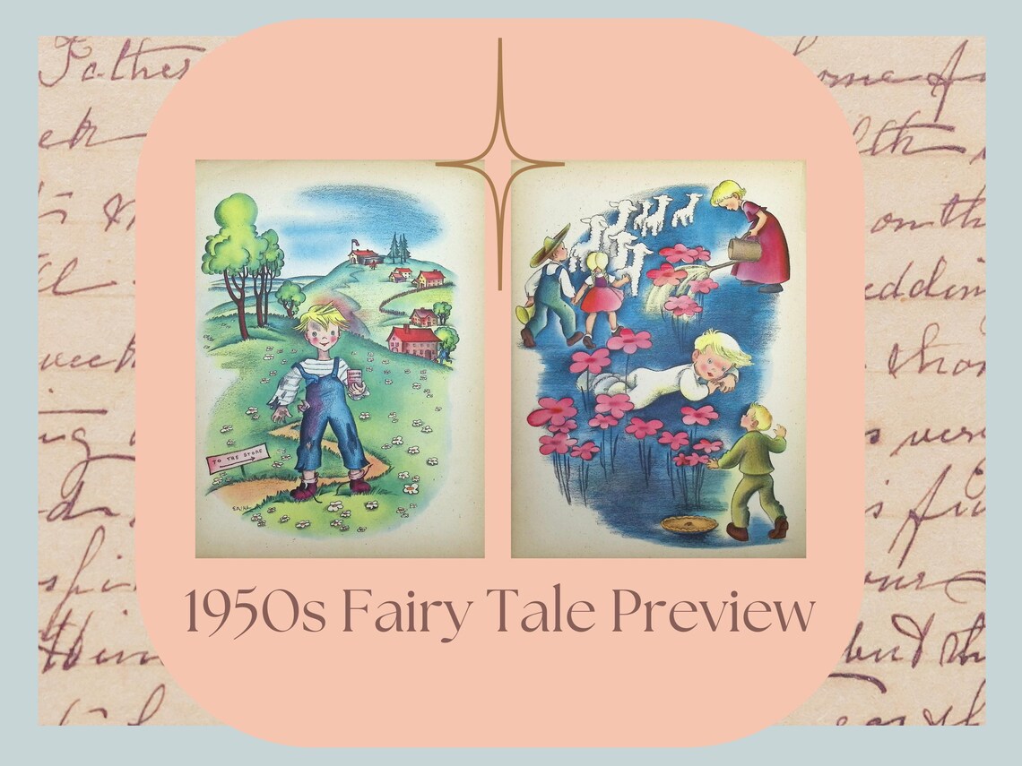 12 Vintage Cottagecore Fairy Tale Illustrations 1950s European ...