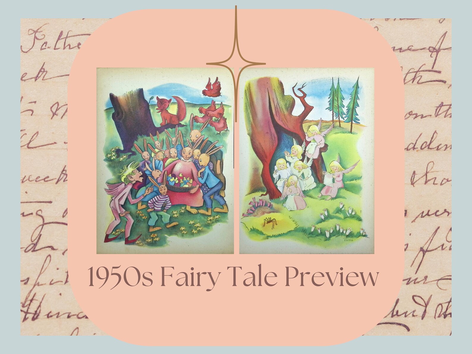 12 Vintage Cottagecore Fairy Tale Illustrations 1950s European ...