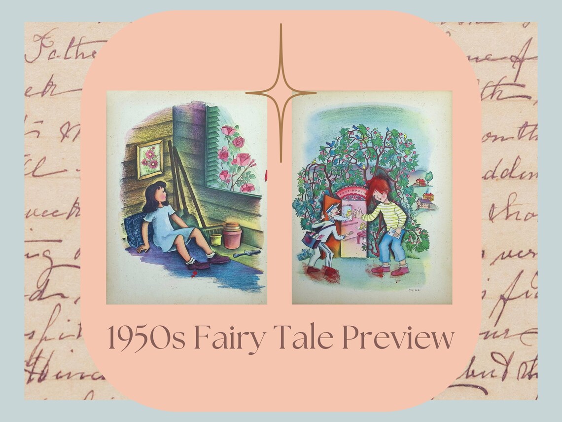 12 Vintage Cottagecore Fairy Tale Illustrations 1950s European ...