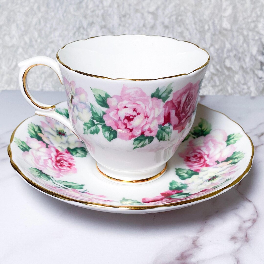 Royal Victoria Fine Bone China Teacup & Saucer | Pink Rose Floral ...